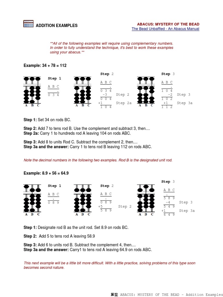 Step 1 Step 2 Step 3: The Bead Unbaffled - An Abacus Manual | PDF | Arithmetic | Teaching ...