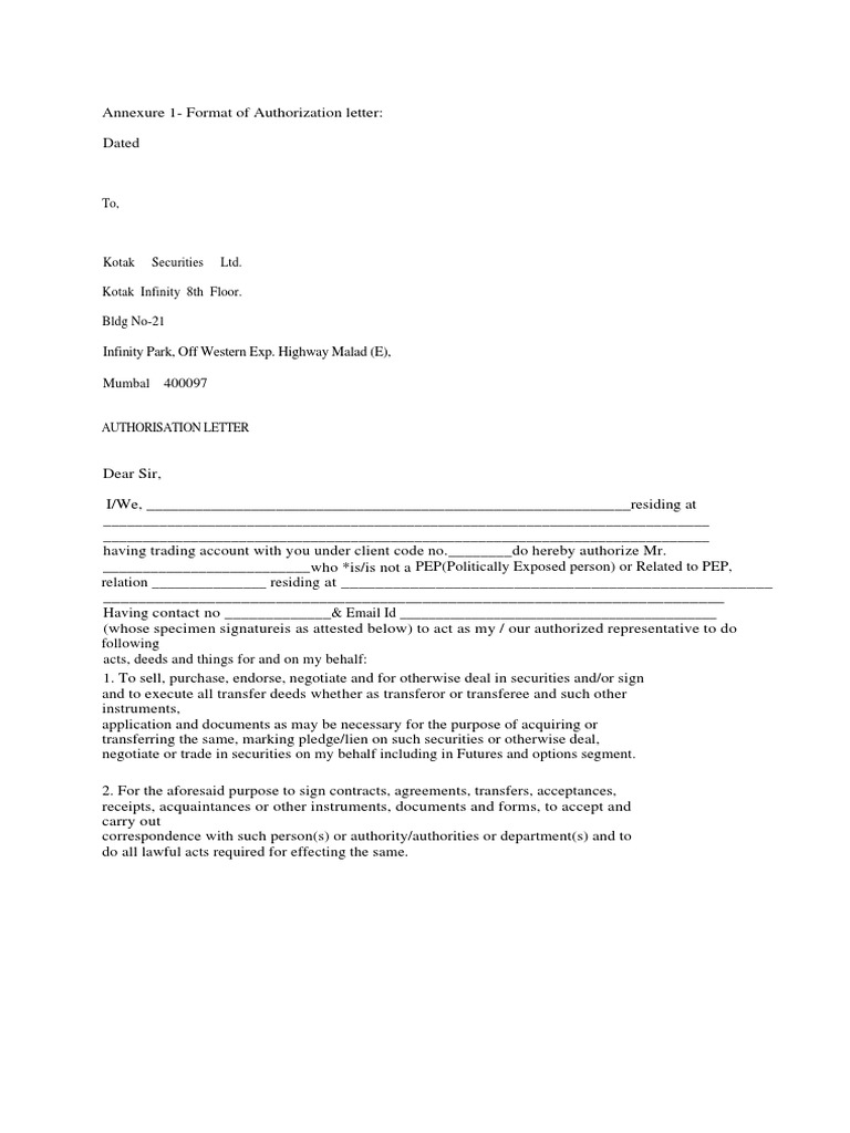 Authority Letter | PDF | Signature | Identity Document