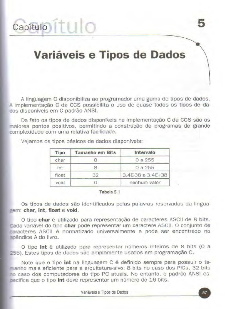 UC PIC - Programacao em C Cap-5 Variaveis e Tipos de Dados | PDF | C ...
