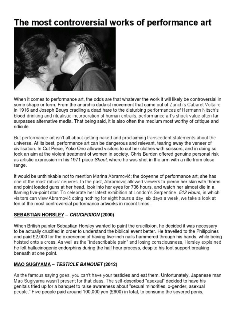 The Most Controversial Works of Performance Art PDF | PDF | Performance ...