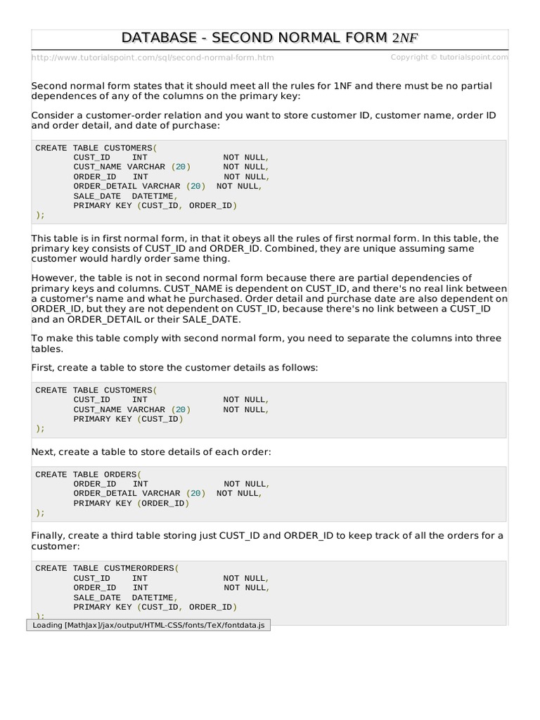 Database - Second Normal Form 2 | PDF