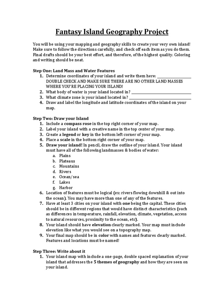 Fantasy Island Geography Project | PDF | Map | Geography