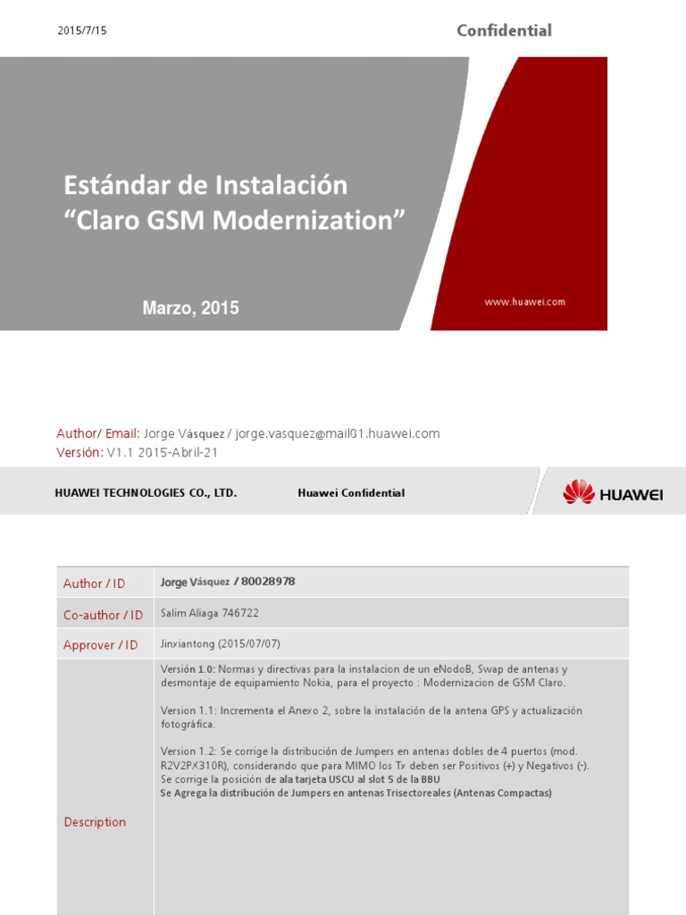 Estandar de Instalacion Claro GSM Modernization V1.2 - 20150710 | PDF ...