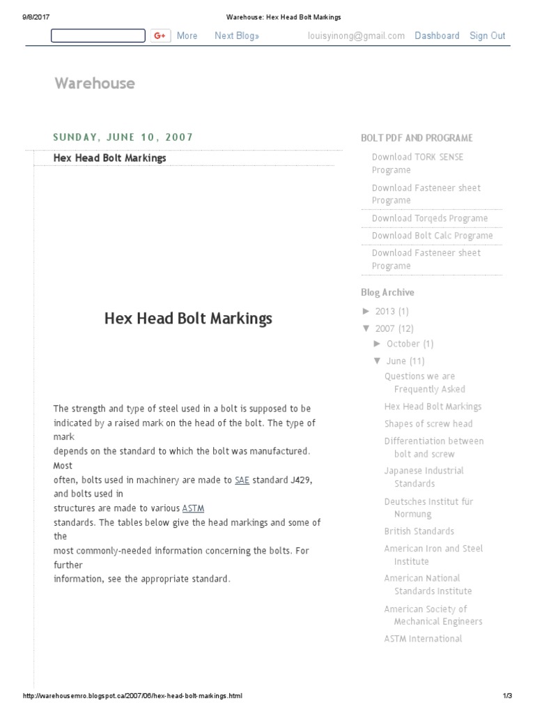 Hex Head Bolt Markings Explained | PDF | Screw | Industries