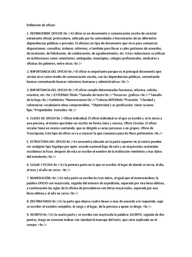 Definicion de Oficios | PDF