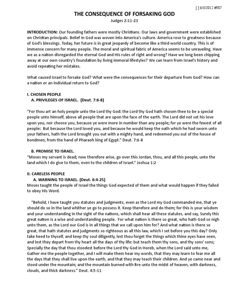 The Consequence of Forsaking God #987 | PDF | Last Judgment | Repentance