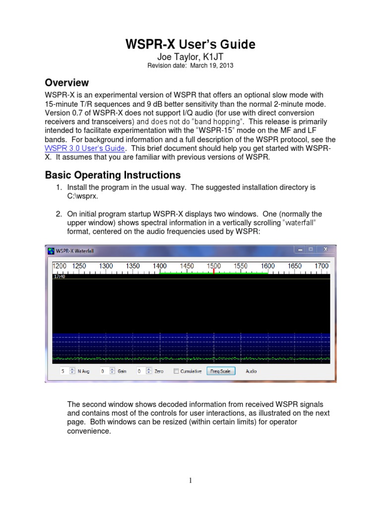 WSPR-X Users Guide | PDF | Sampling (Signal Processing) | Digital ...