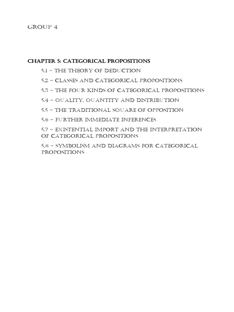 LOGIC - Chapter 5 (Categorical Propositions) | PDF | Argument | Logic