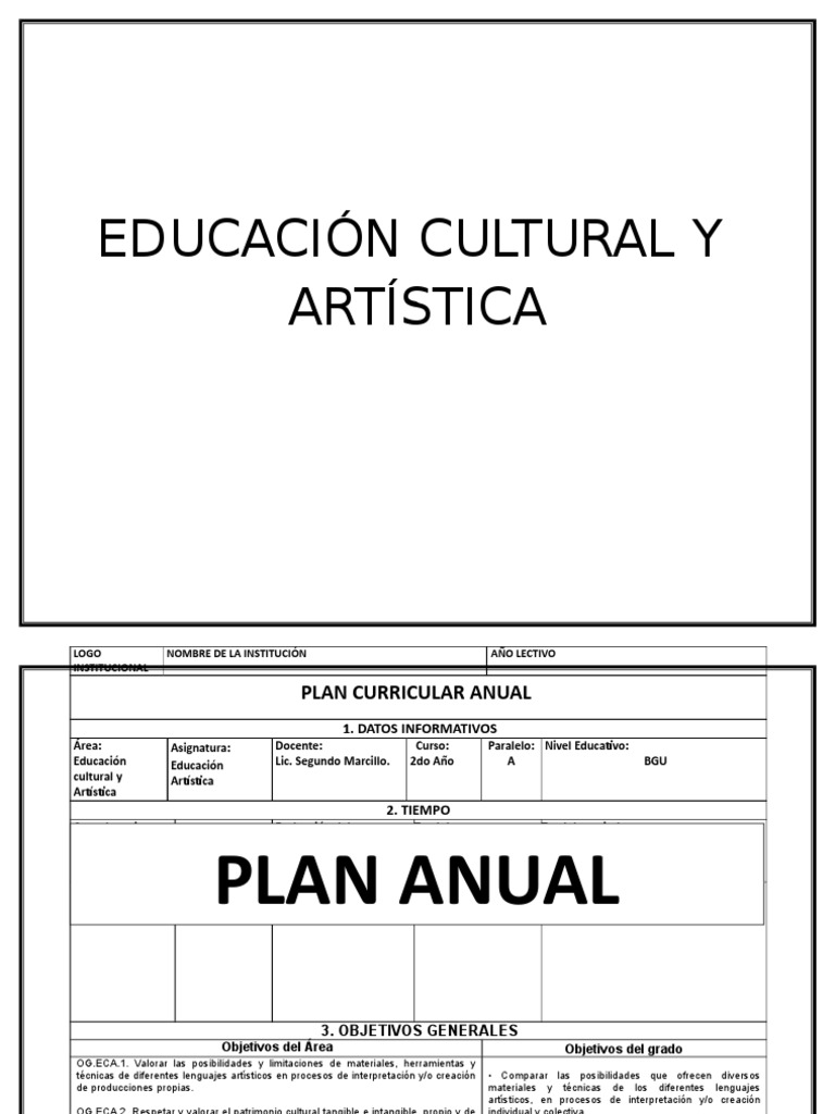 Educación Cultural y Artística 2do | PDF | Evaluación | Aprendizaje