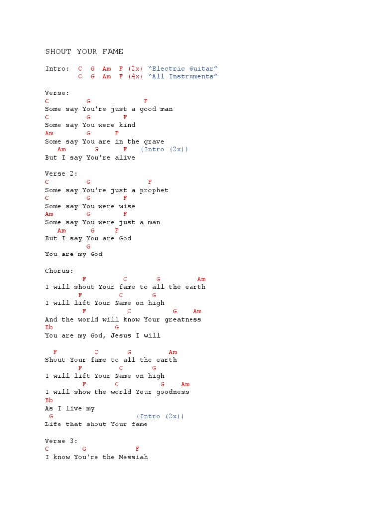 Shout Your Fame Chords | PDF