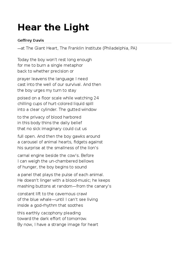 Hear The Light: Geffrey Davis | PDF | Heart | Nature