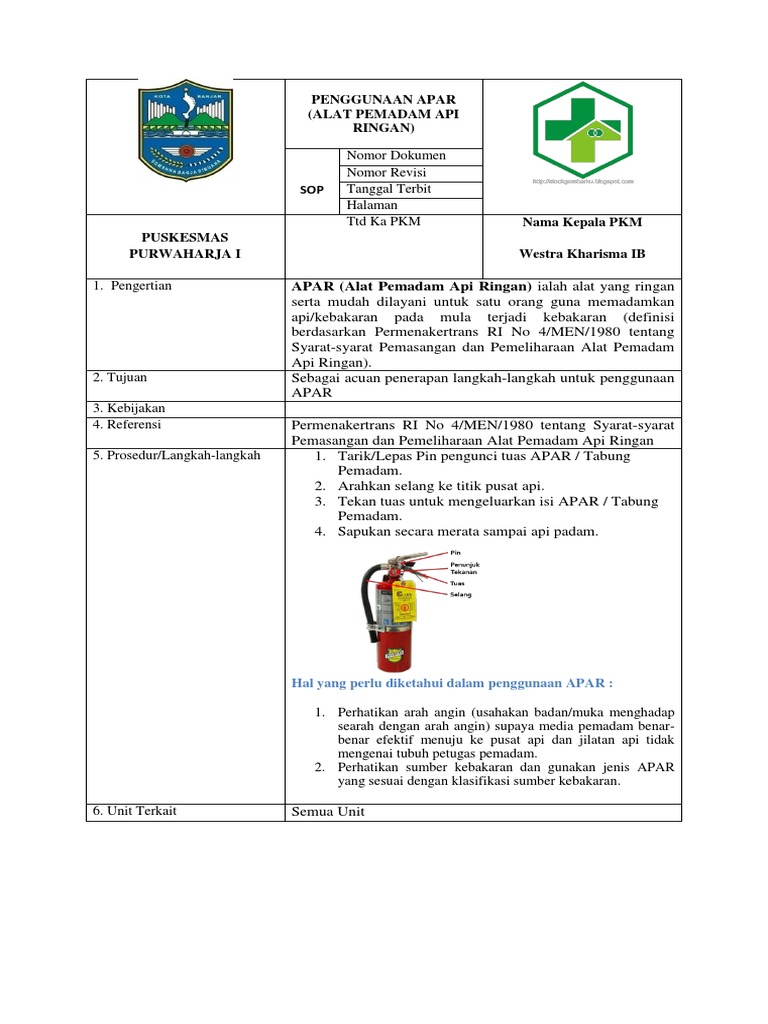 Sop Tata Cara Penggunaan Apar | PDF