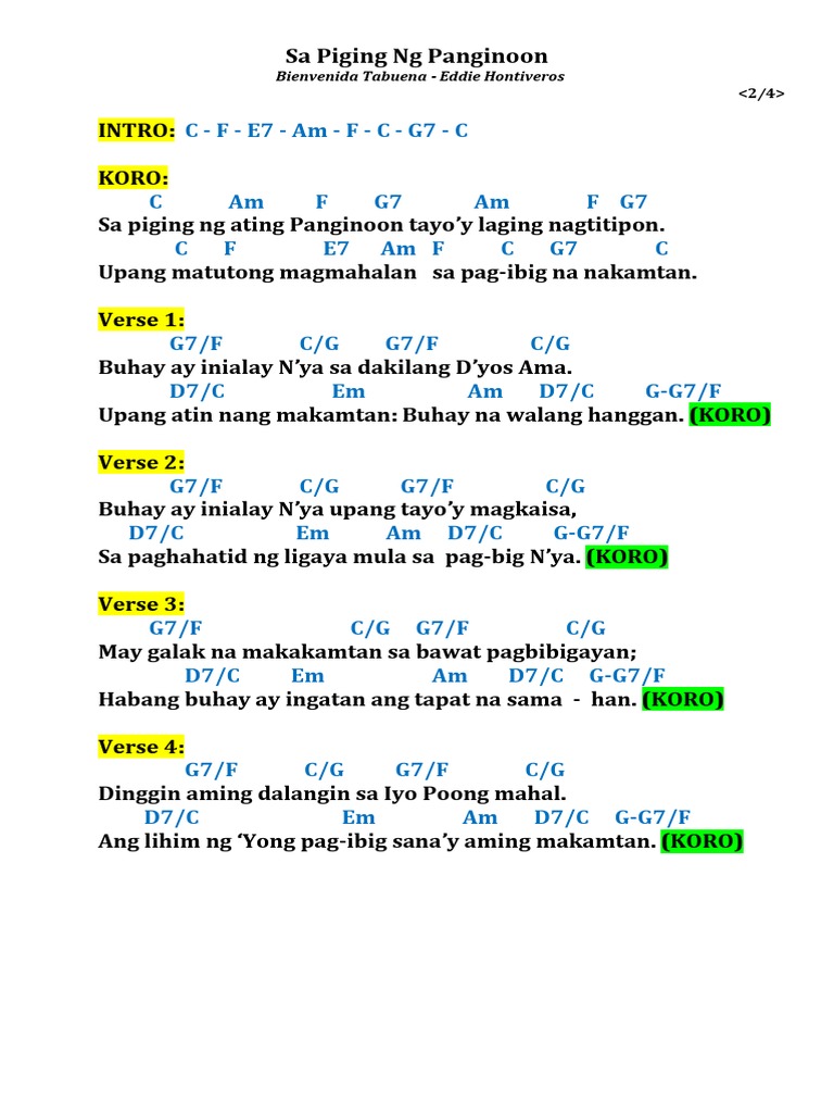 Sa Piging NG Panginoon - Bienvenida Tabuena - Eddie Hontiveros, SJ (Key ...