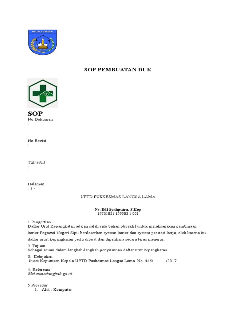 Sop Pembuatan Duk | PDF