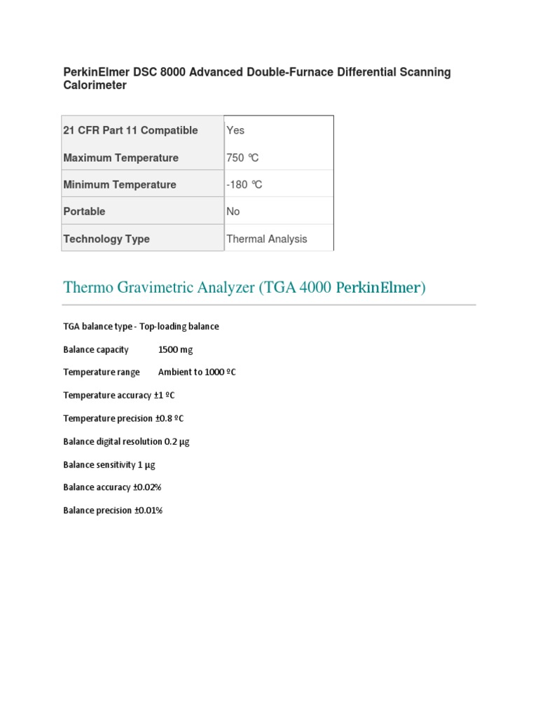PerkinElmer DSC 8000 Advanced Double | PDF