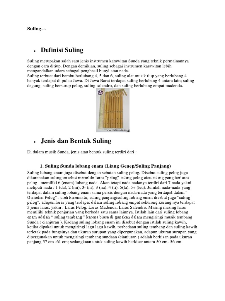 Jenis dan Ukuran Suling Sunda | PDF | Seni