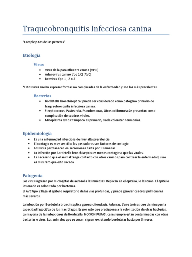 Traqueobronquitis Infecciosa Canina | PDF | Tos | Virus