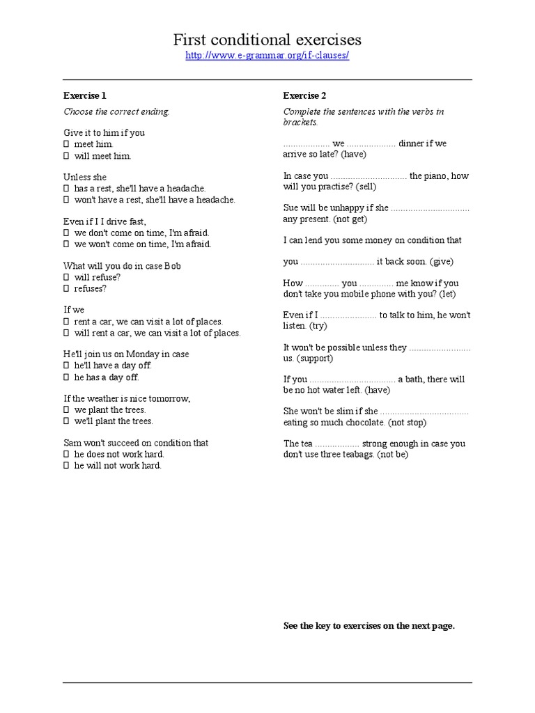 First Conditional Worksheet PDF | PDF | Linguistic Morphology ...
