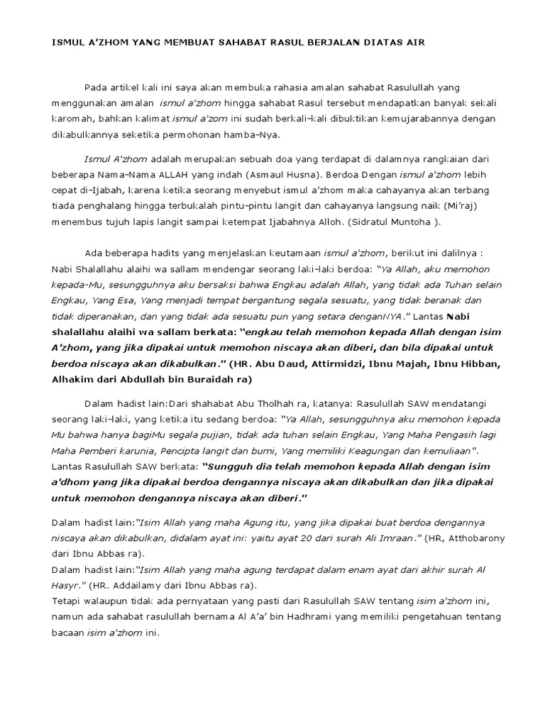 Amalan Ismul A’zhom dalam Doa | PDF