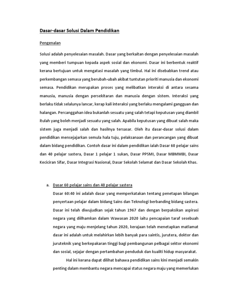 Dasar Solusi Pendidikan | PDF
