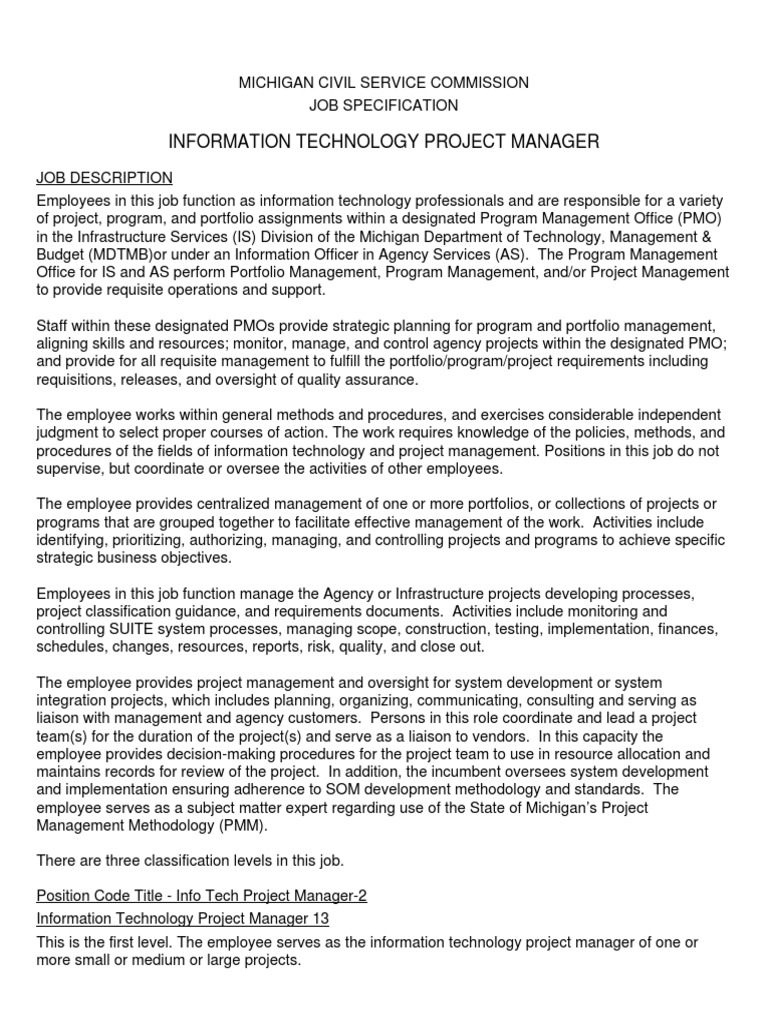 Information Technology Project Manager | PDF | Project Management ...