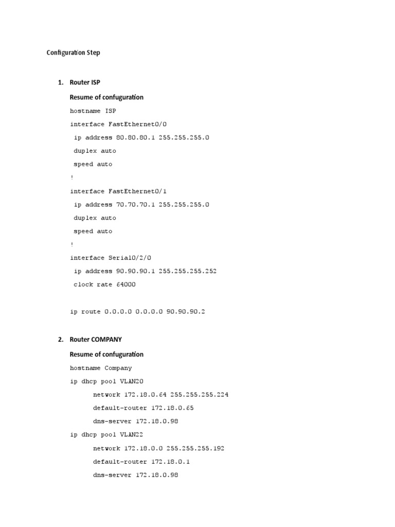 Configuration Step | PDF | Ip Address | Router (Computing)