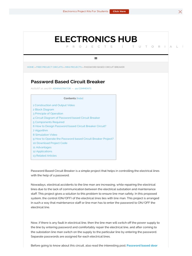 Password Based Circuit Breaker | PDF | Electronic Circuits | Electrical ...