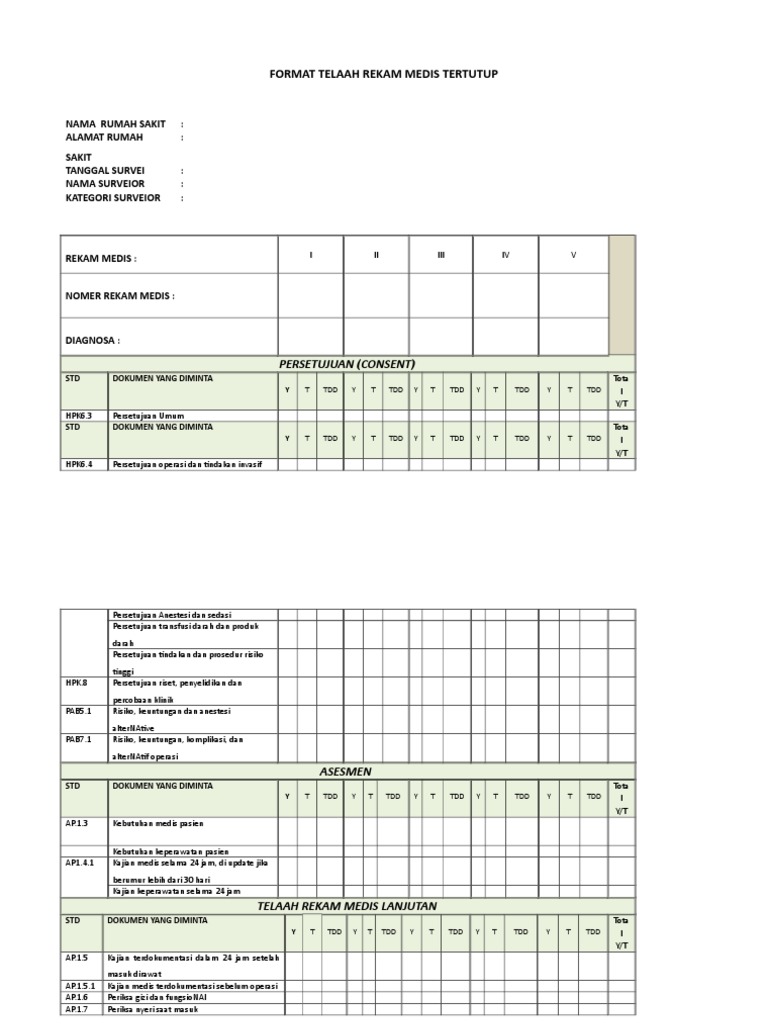 Format Telaah Rekam Medis Tertutup | PDF