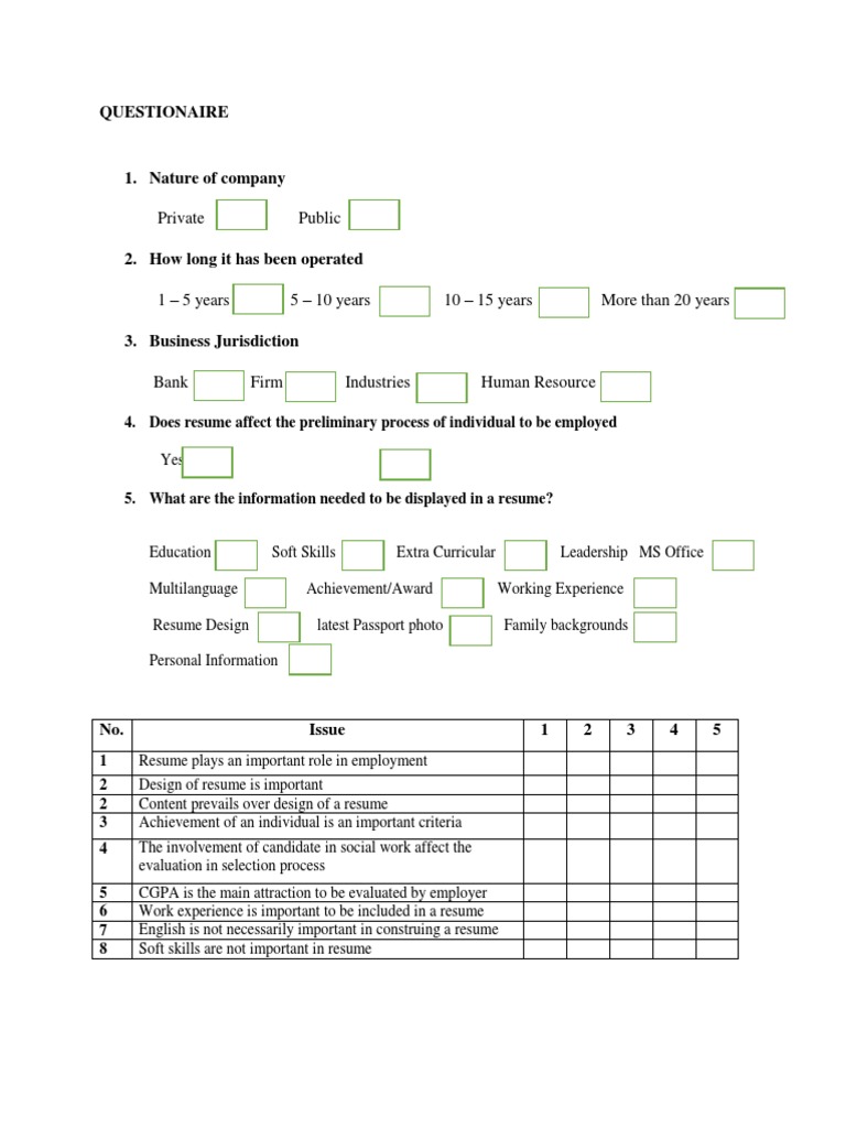 Questionaire Workplace | PDF