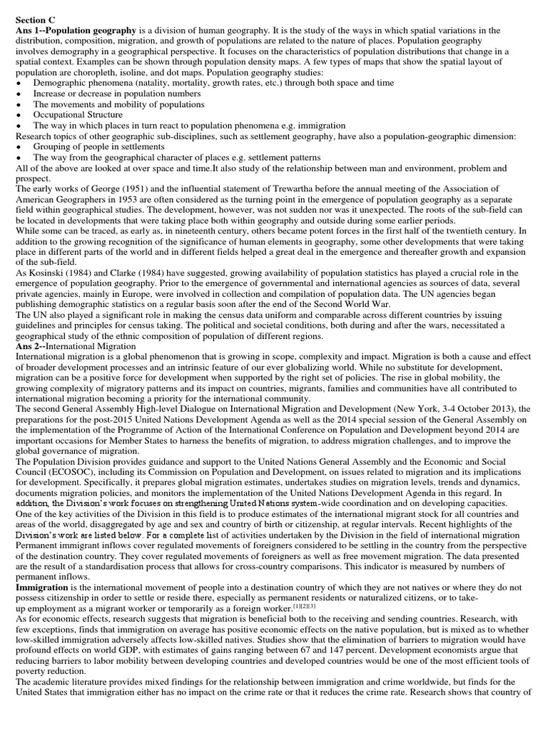 Population And Settlement Geography Pdf Demography Urbanization