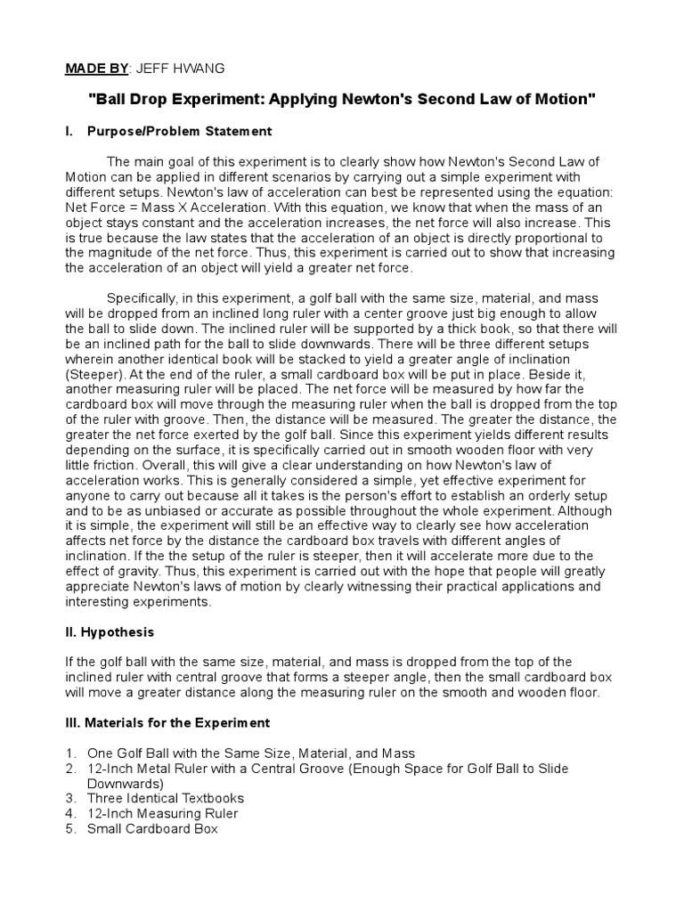 Ball-Drop Experiment | PDF | Mass | Acceleration