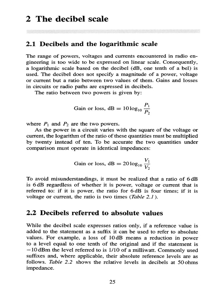 2 The Decibel Scale | PDF | Decibel | Telecommunications Engineering
