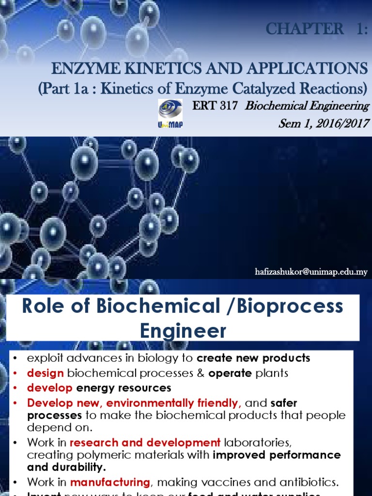 Enzyme Kinetics and Applications (Part 1a: Kinetics of Enzyme Catalyzed ...