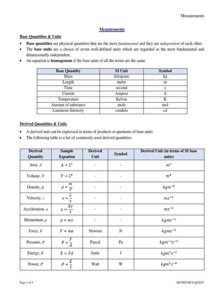 Base Quantities & Units: Measurements | PDF | Observational Error | Euclidean Vector