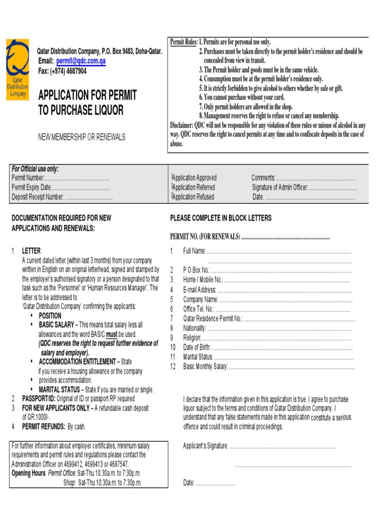 Liquor Permit Application | PDF