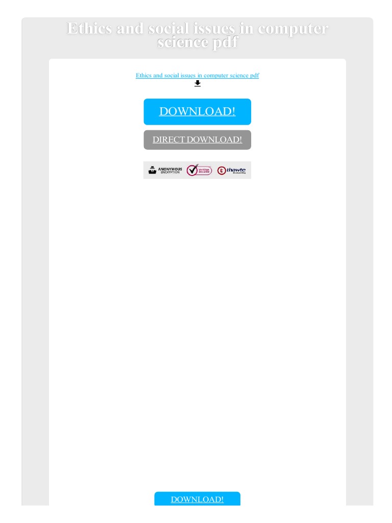 Ethics And Social Issues In Computer Science Pdf Download Free Pdf