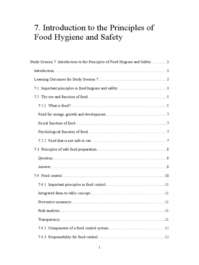 7. Introduction to the Principles of Food Hygiene and Safety | Food ...