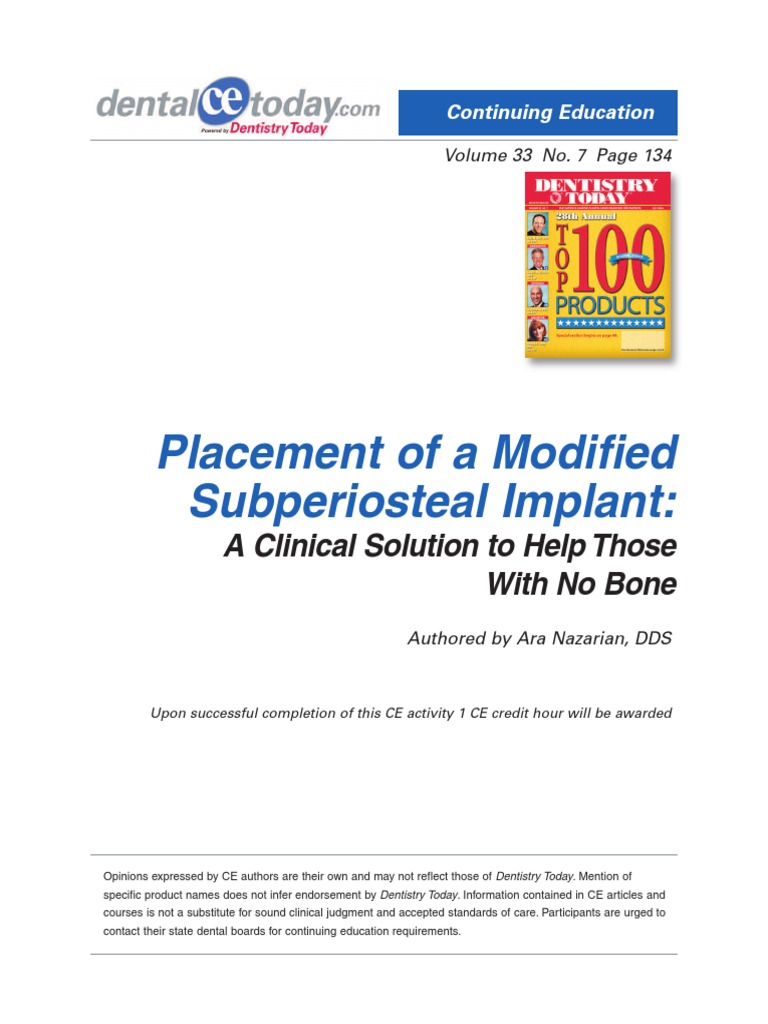 Modified Subperiosteal Implant Solutions | PDF | Dental Implant | Dentures