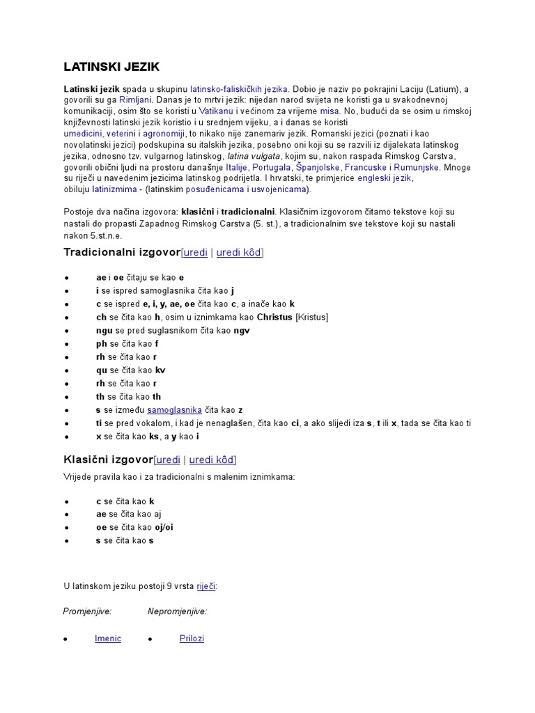 LATINSKI JEZIK Skripta | PDF
