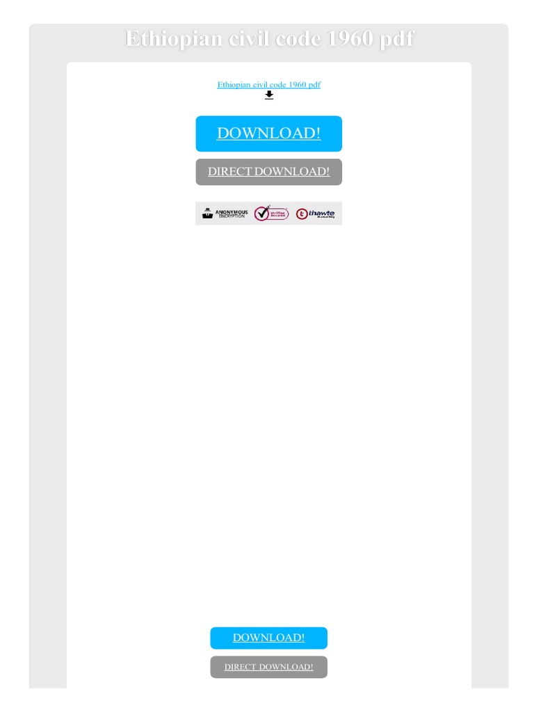 Ethiopian Civil Code 1960 PDF | PDF | Ethiopia | Ethical Principles