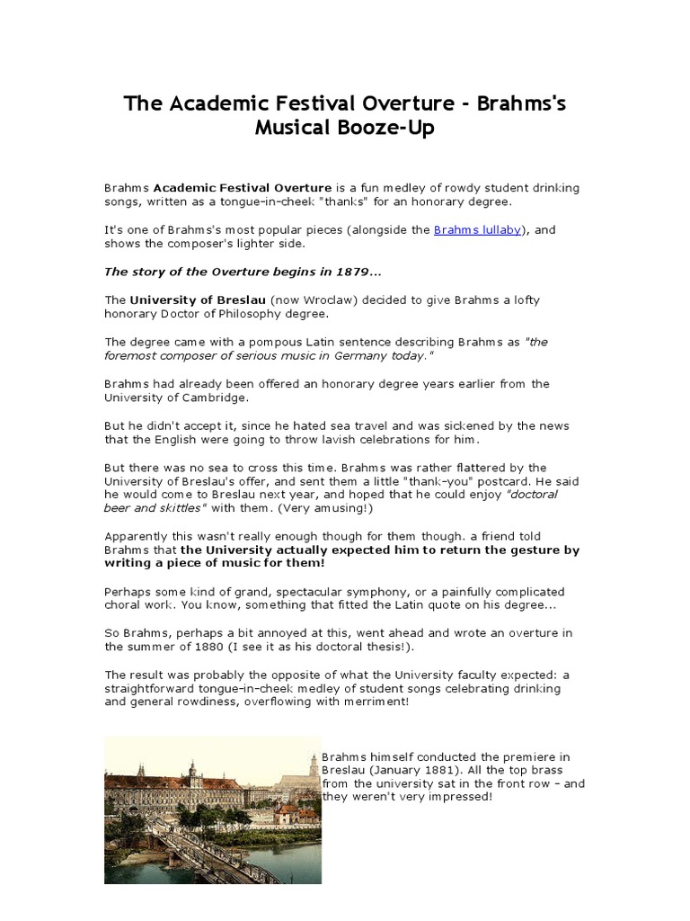 The Academic Festival Overture | PDF | Johannes Brahms | Orchestras