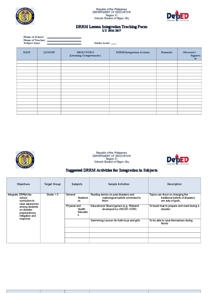 Matrix For Learning Plan - DRRM | PDF | Emergency Management | Curriculum