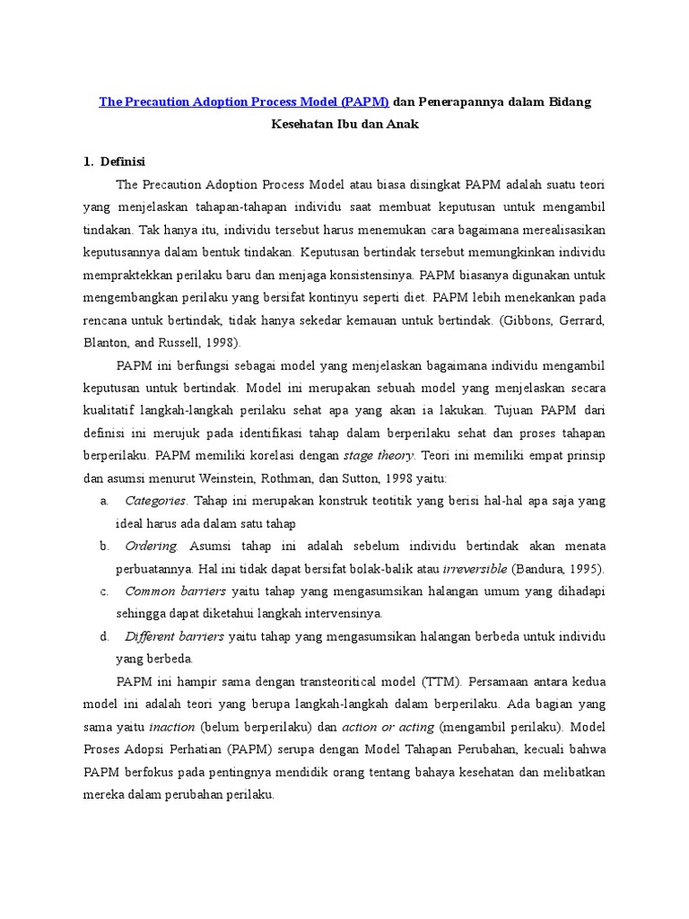 The Precaution Adoption Process Model | PDF