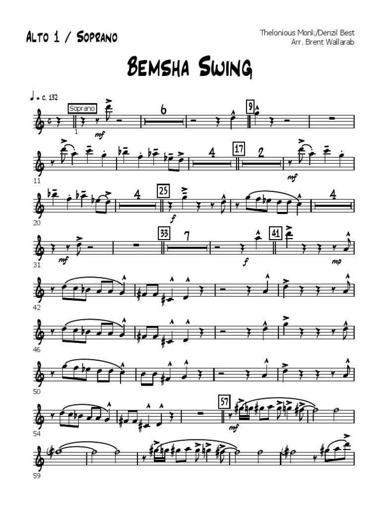 Bemsha Swing - Brent Wallarab | PDF | Songs | American Songs