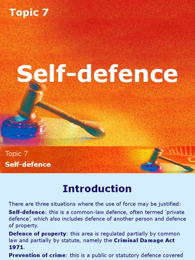07 Self Defence.ppt | Criminal Law | Deviance (Sociology)