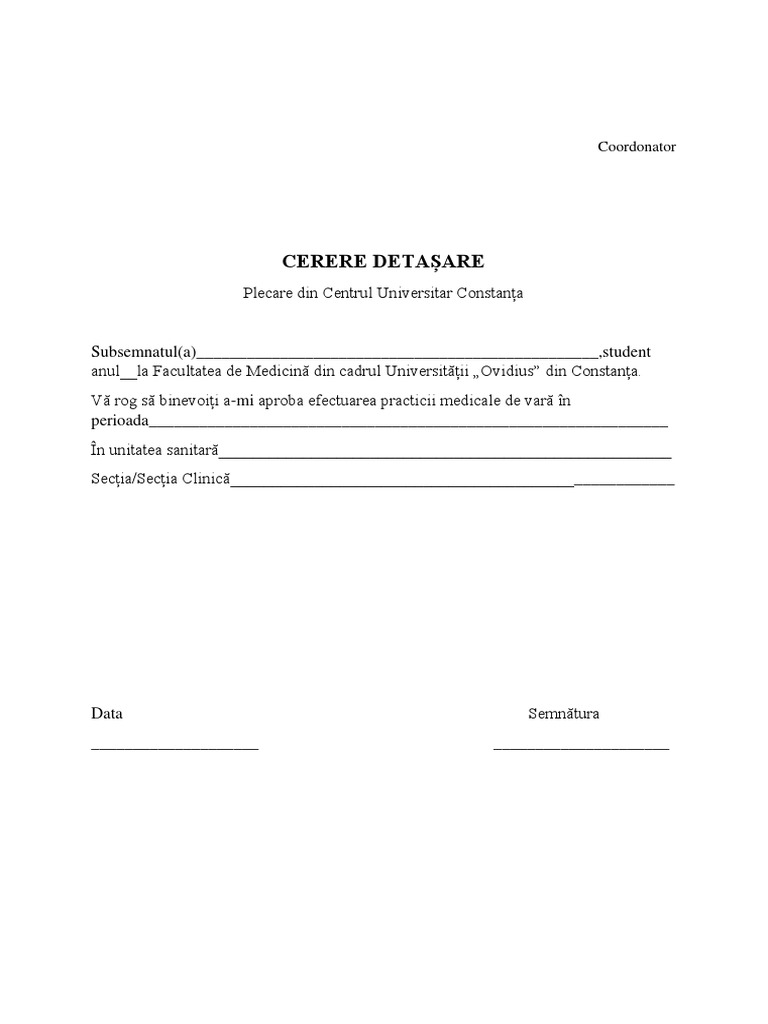 Cerere Detasare | PDF