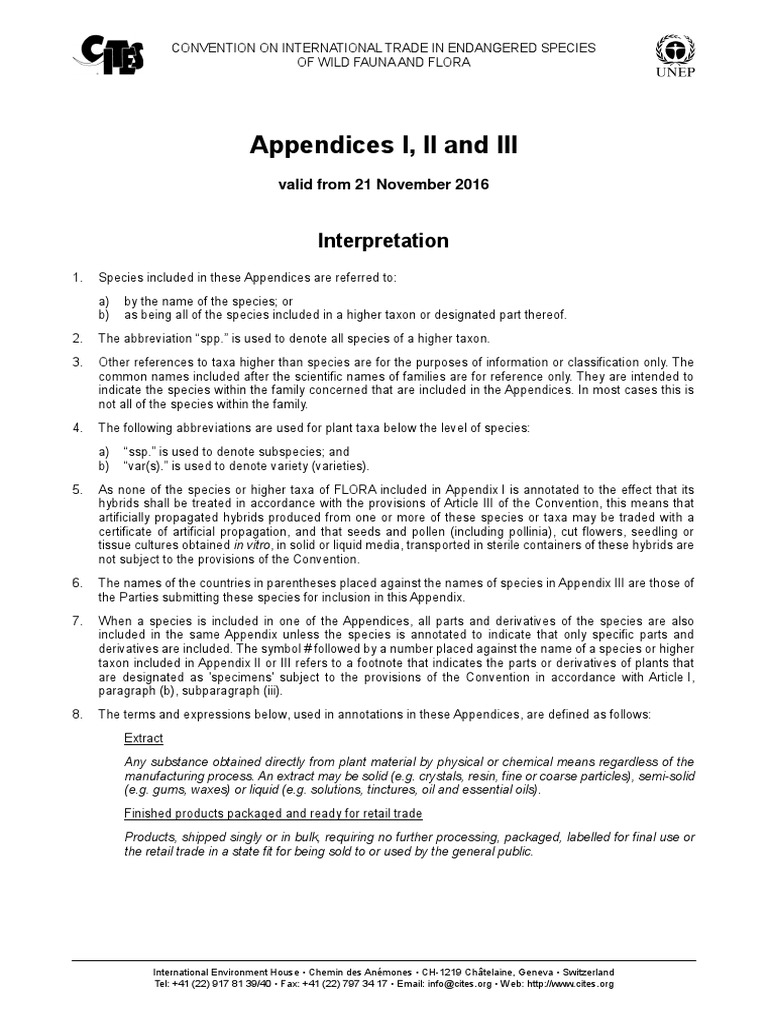 CITES Appendices 2016-11-21 | PDF | Ivory | Cites