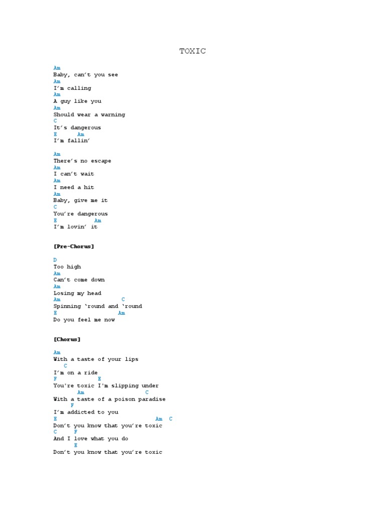 Toxic Guitar Chords