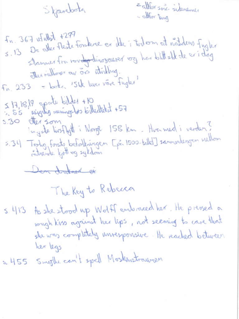 Book Notes - Skjæreboka - The Key To Rebecca | PDF