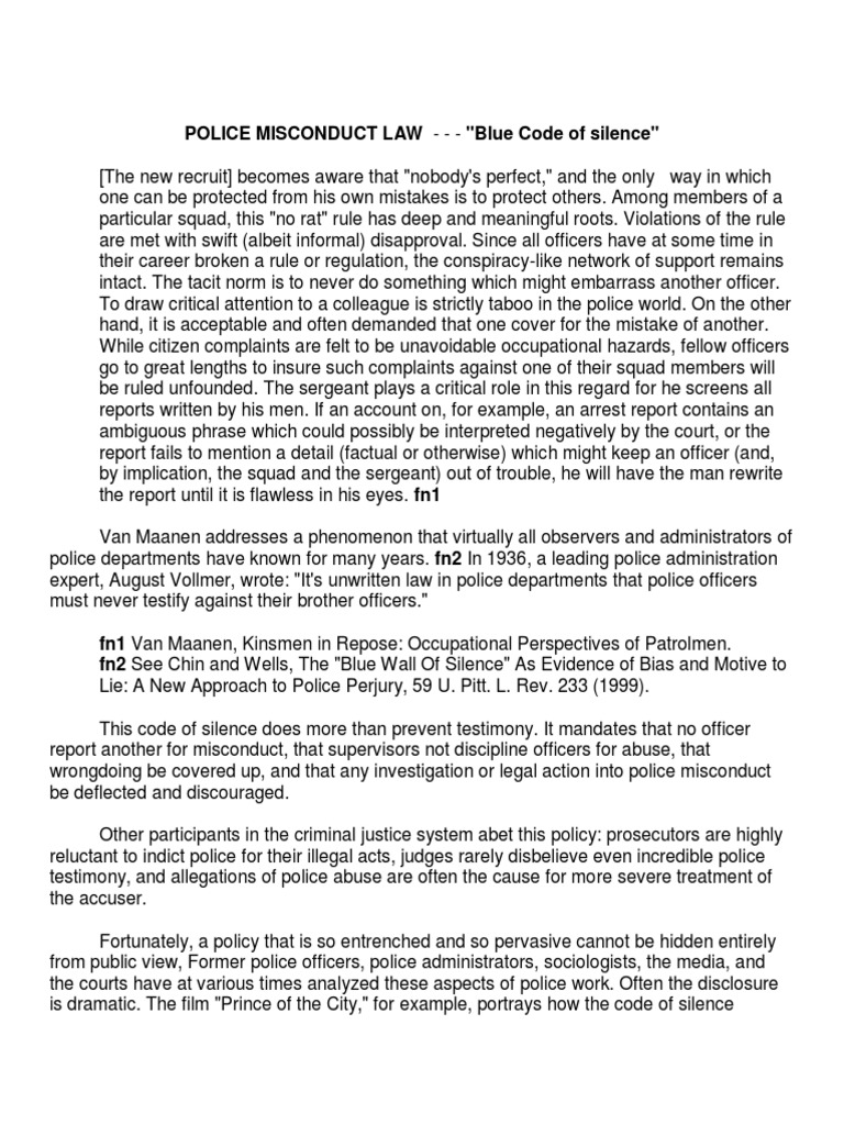 Blue Code of Silence | PDF | Witness | Testimony